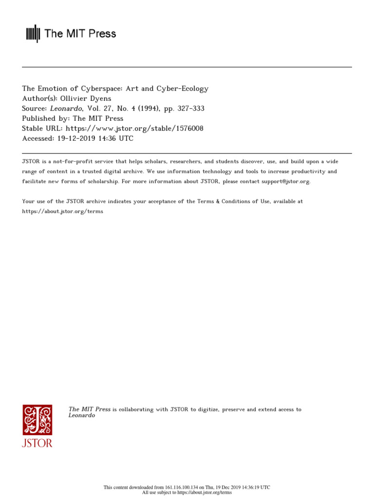 Emotion in Art and Cyber-Ecology | PDF | Cyberspace | Cyborg