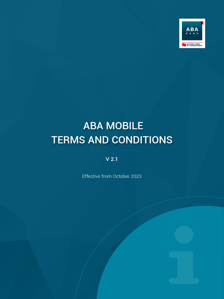 ABA Mobile Terms and Condition en V2.1 | PDF | Debit Card | Mobile Phones