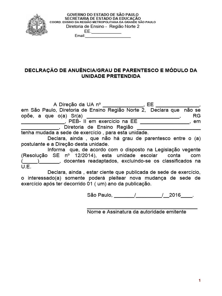 Declaracao Parentesco e Modulo | PDF