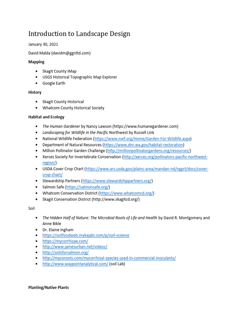 216 - Intro Landscape Design Outline | PDF | Botany | Organisms