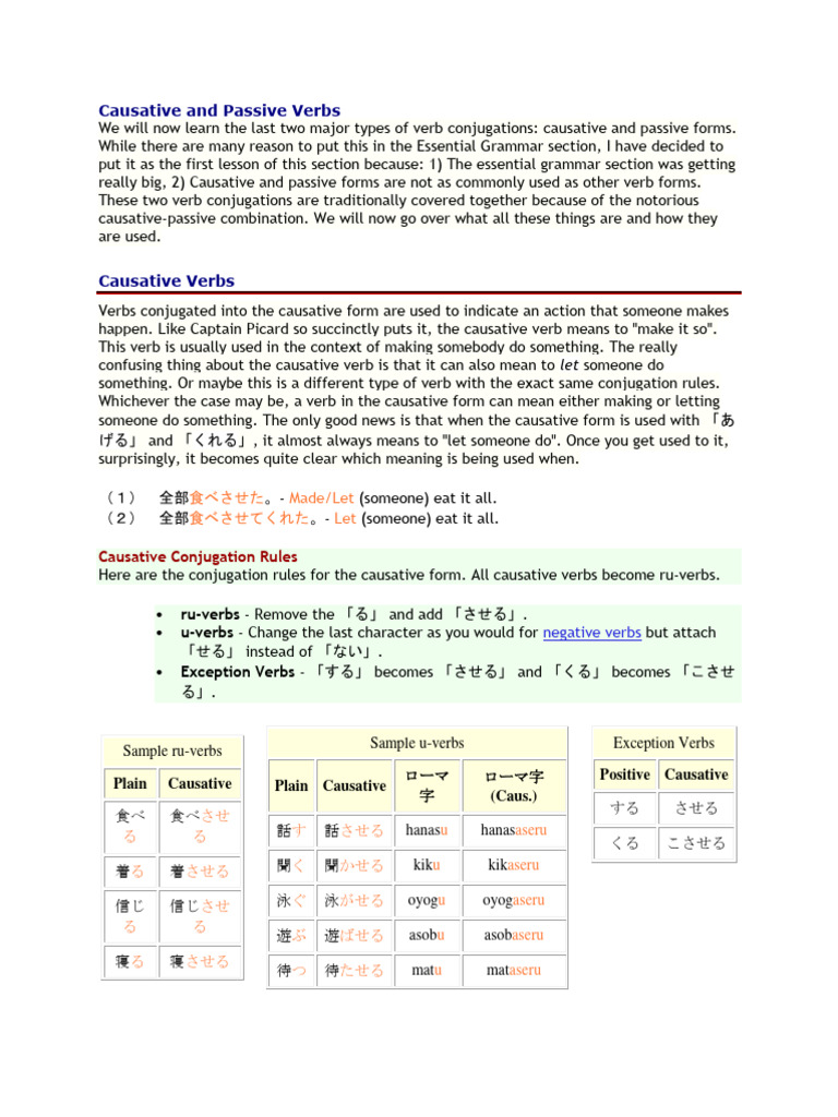 Causative and Passive Verbs | PDF | Grammatical Conjugation | Question