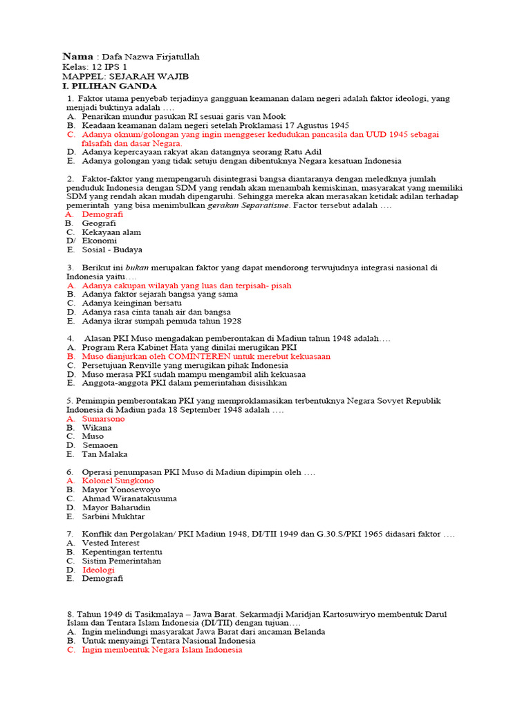 Dafa Tugas 2023-2024 Sejarah Indonesia 12 | PDF | Politik