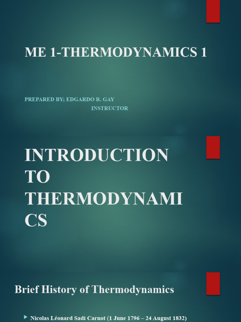 Introduction To Thermodynamics | PDF | Temperature | Thermodynamics Introduction To Thermodynamics | PDF | Temperature | Thermodynamics