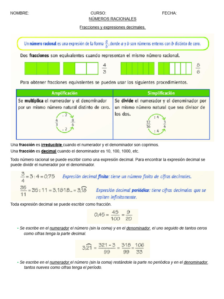 Números Racionales. Adición y Sustracción | PDF | Número racional | Números
