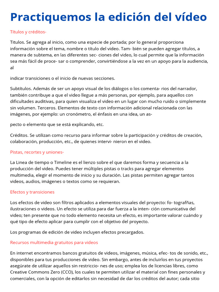 Practiquemos La Edición Del Vídeo - 20240222 - 125714 - 0000 | PDF | Multimedia | Vídeo