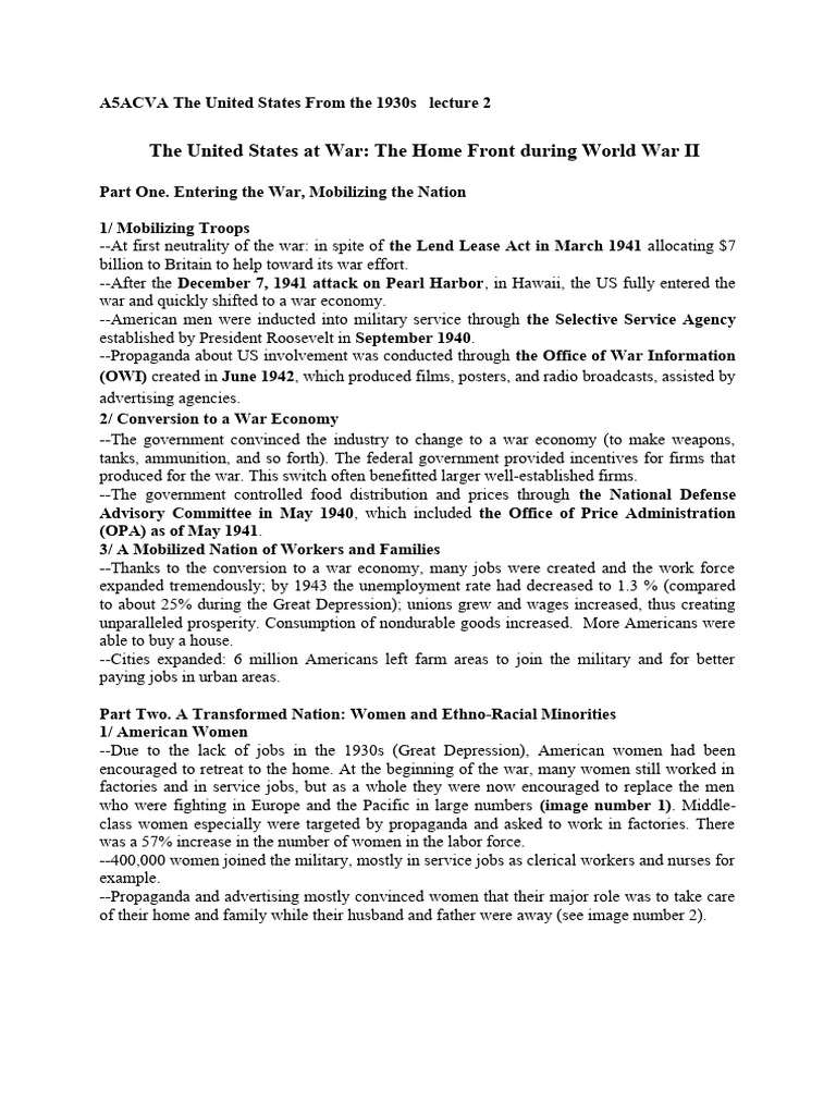 The United States at War: The Home Front During World War II | Download ...