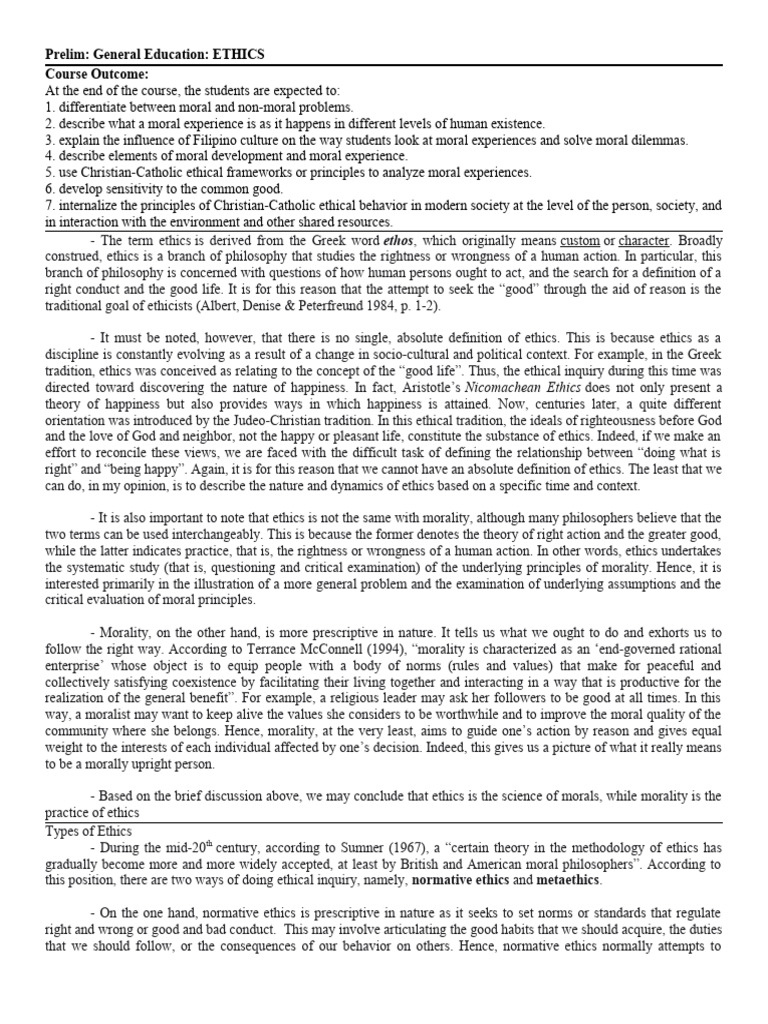 Prelim | Download Free PDF | Morality | Applied Ethics