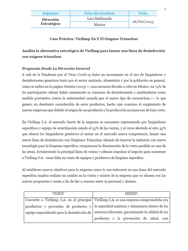 Act - 1 Caso Virilimp MLM 06112023 | PDF | Business | Producto (Negocio)