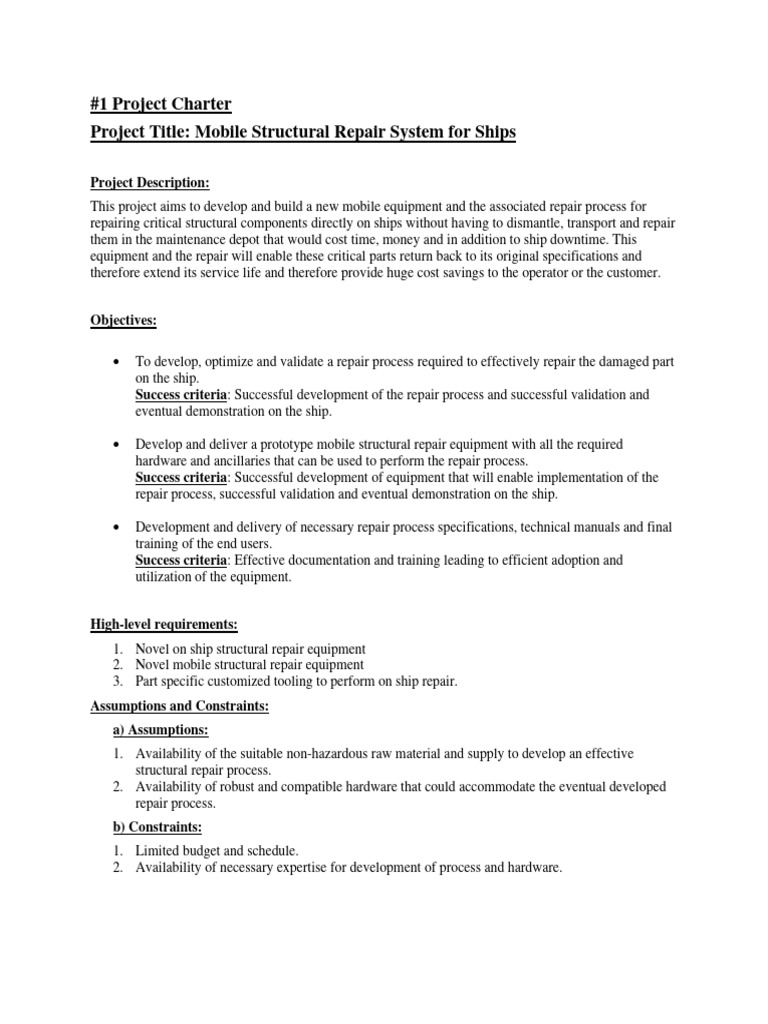 Project Charter | PDF | Computing | Systems Engineering