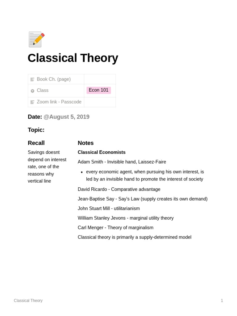 (Econ) Classical - Theory | PDF | Labour Economics | Supply (Economics)