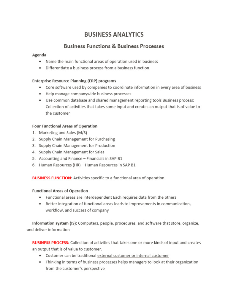01 Business Process and Business Function | PDF | Business Process ...