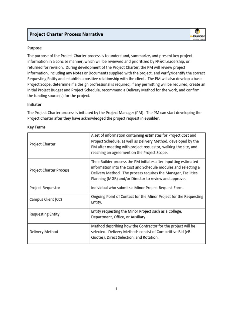 Project Charter Narrative | PDF | Menu (Computing) | Information