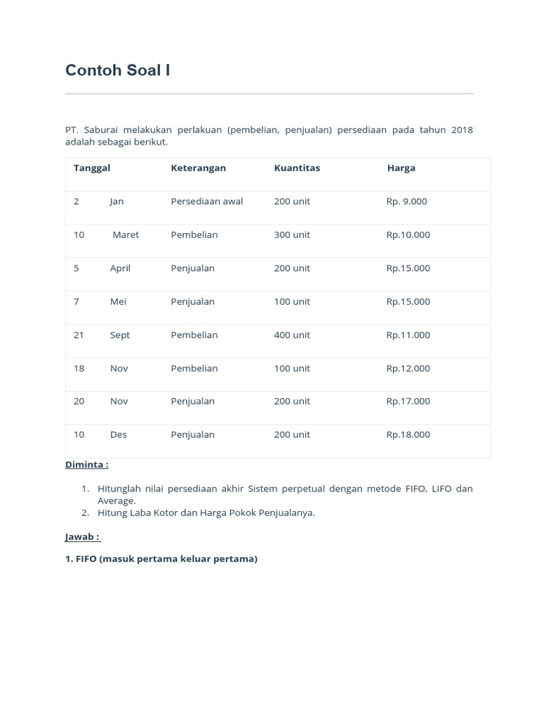 Metode Fifo Lifo Avarage | PDF