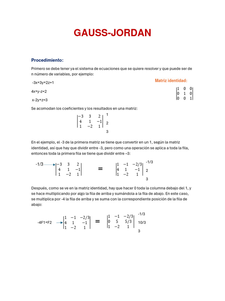 Gauss Jordan | PDF | Objetos matemáticos | Relaciones matematicas
