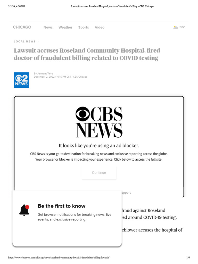 Lawsuit Accuses Roseland Hospital, Doctor of Fraudulent Billing - CBS ...