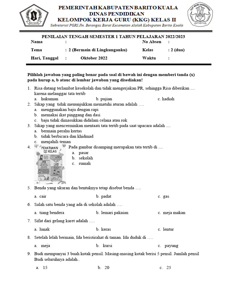 Soal Dan Kisi-Kisi Soal Tema 2 Kelas 2 2022-2023 | PDF