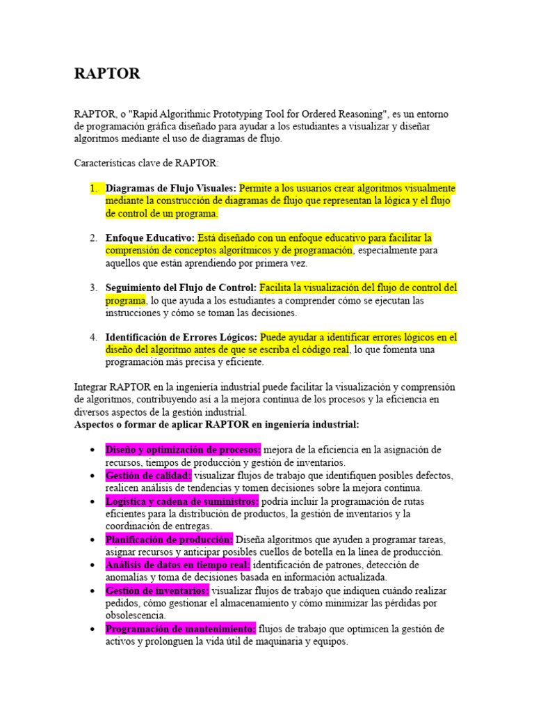 Raptor | PDF | Programación de computadoras | Programa de computadora