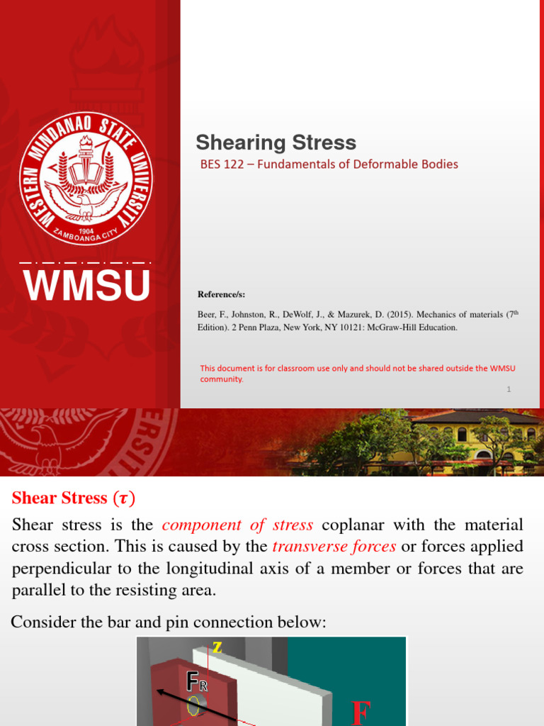 Shear Stress Fundamentals and Examples | PDF | Stress (Mechanics) | Force