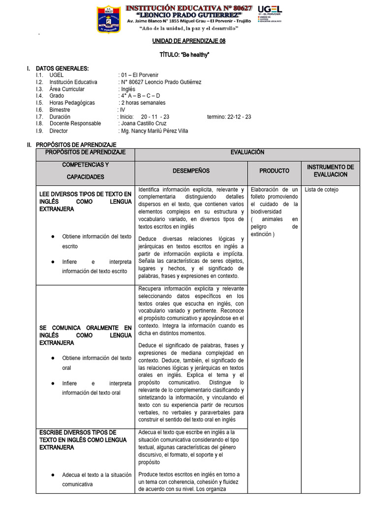 U08 - 4TH | PDF | Aprendizaje | Información