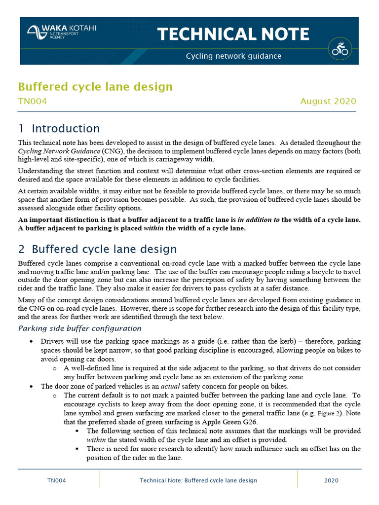 Buffered Cycle Lane Design Guidelines | PDF | Traffic | Lane
