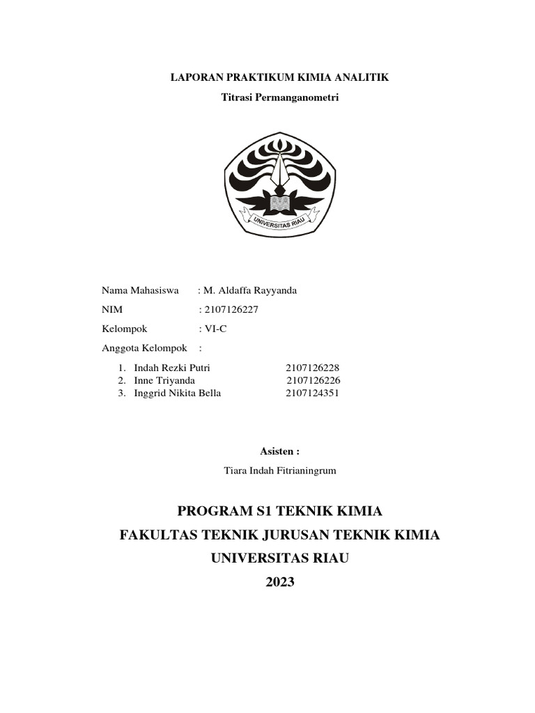 Modul 3 Titrasi Permanganometri M. Aldaffa Rayyanda - Kel.6 | PDF