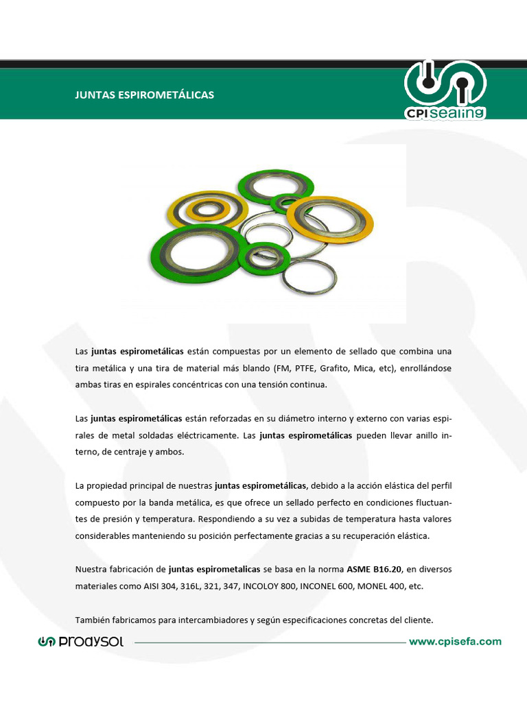 Juntas Espirometalicas | PDF