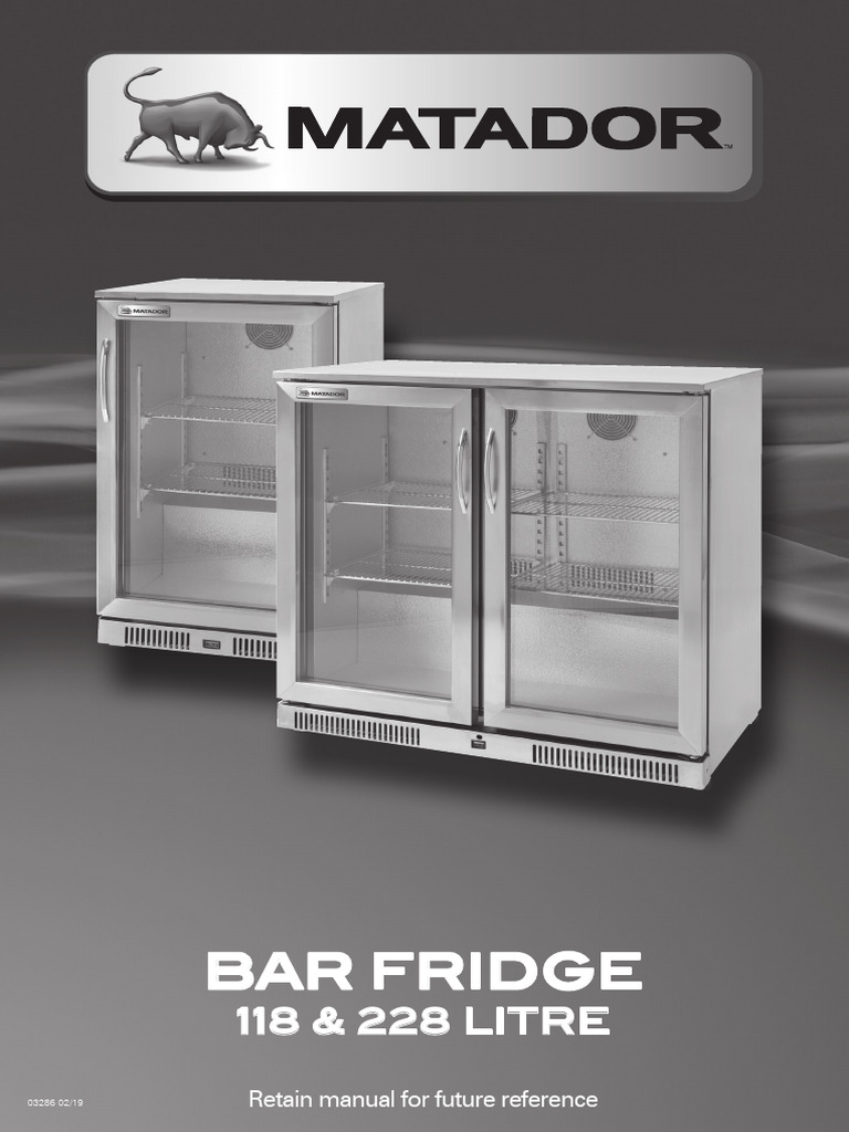 Matador Bar Fridge Installation Guide | PDF | Refrigerator | Ac Power ...