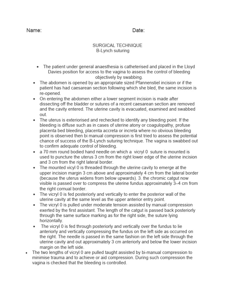 B - Lynch | PDF | Uterus | Surgical Suture