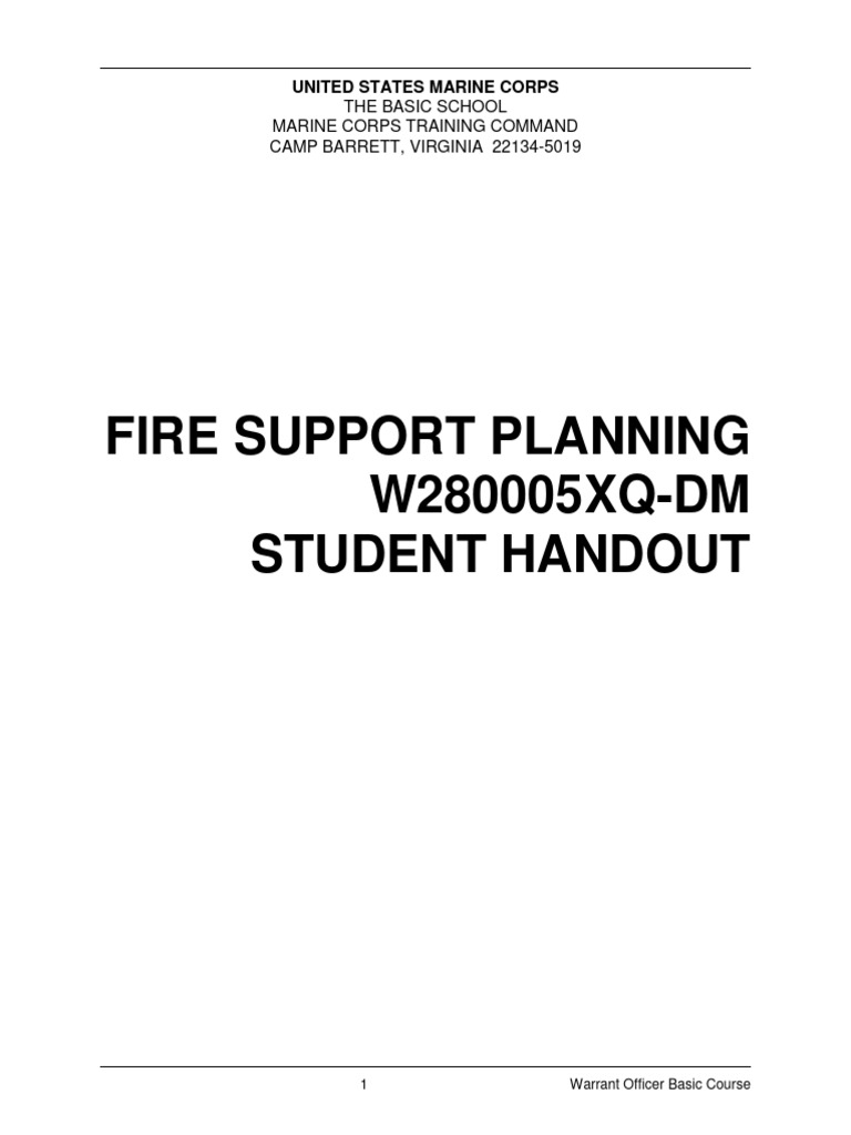W280005XQ-DM Fire Support Planning Marines | PDF | Battalion | Company ...