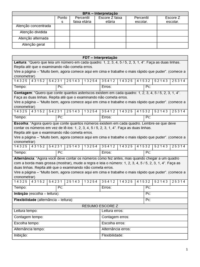 FDT + BPA Folha de Resposta | PDF