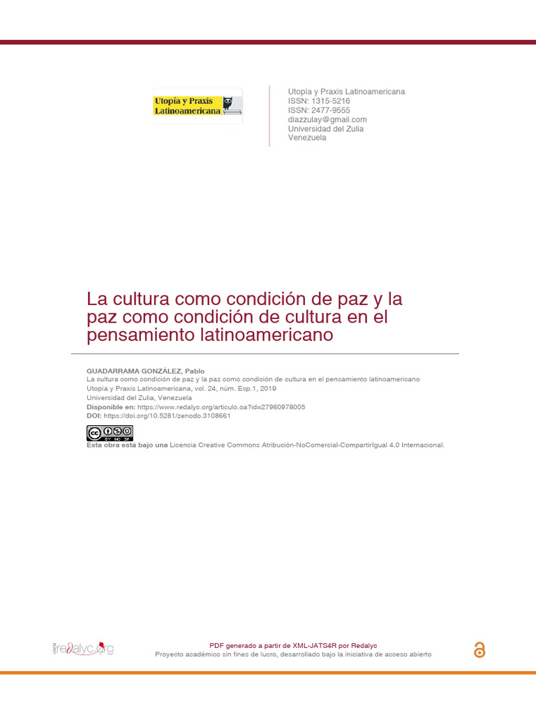 La Cultura Como Condición de Paz | PDF | Paz | Capitalismo