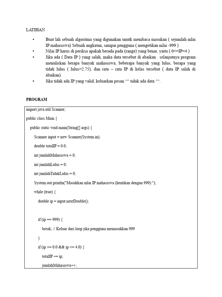 Analisis IP Mahasiswa - Bahasa Pemrograman Java | PDF