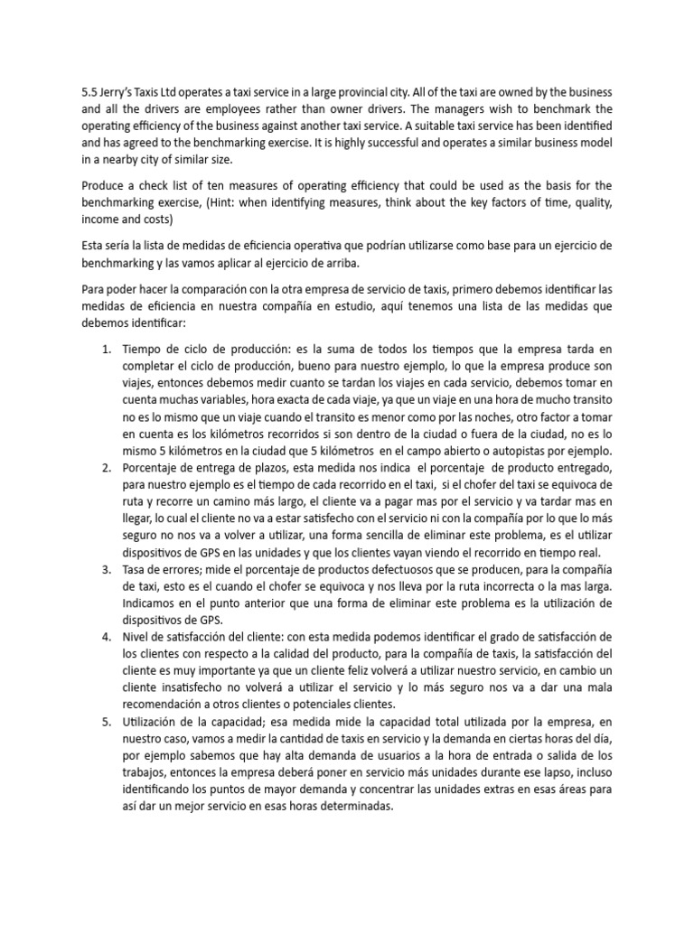Caso # 1 Ejercicio 5.5 JERRY'S TAXI | PDF | Cliente | Inventario