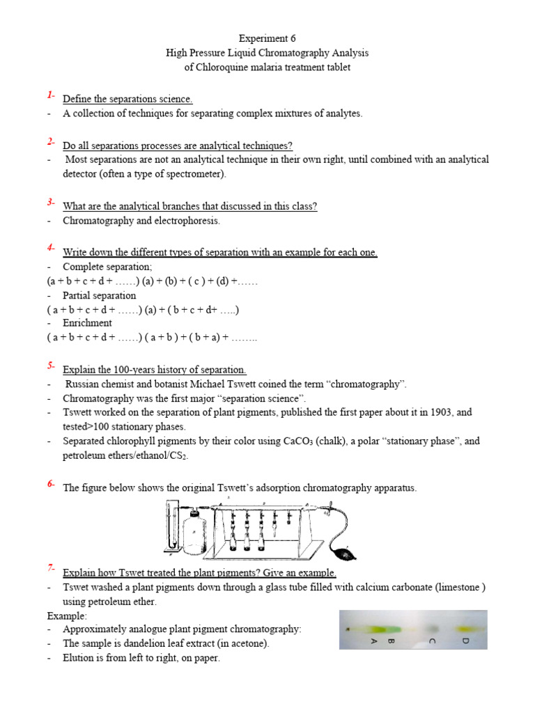 Summary of EXP6 | PDF | Chromatography | Elution