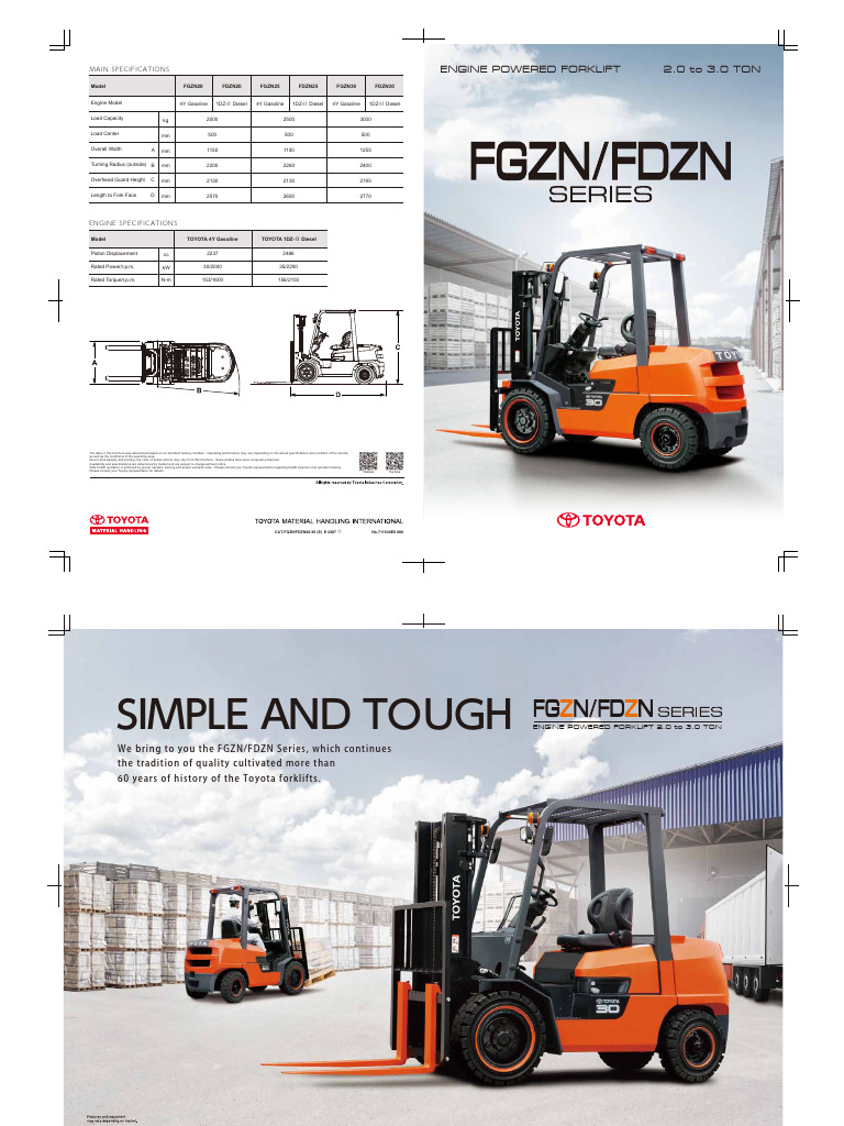 Toyota FDZN30 Forklift Specifications | PDF | Forklift | Seat Belt