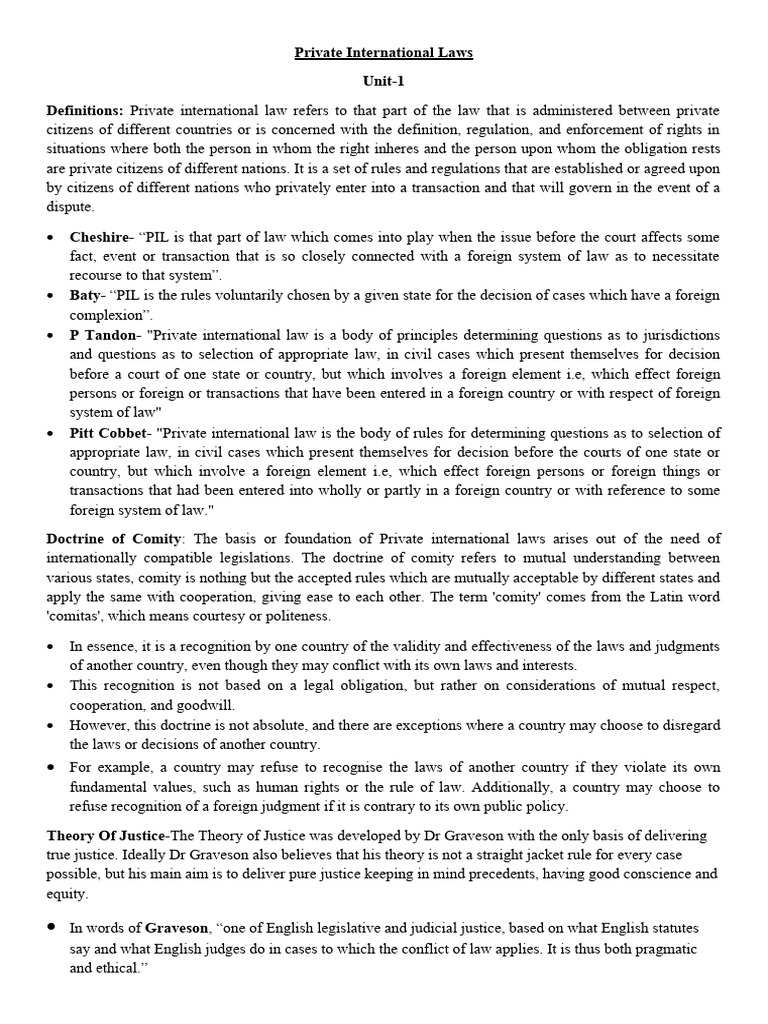 Overview of Private International Law | PDF | Domicile (Law) | Civil ...