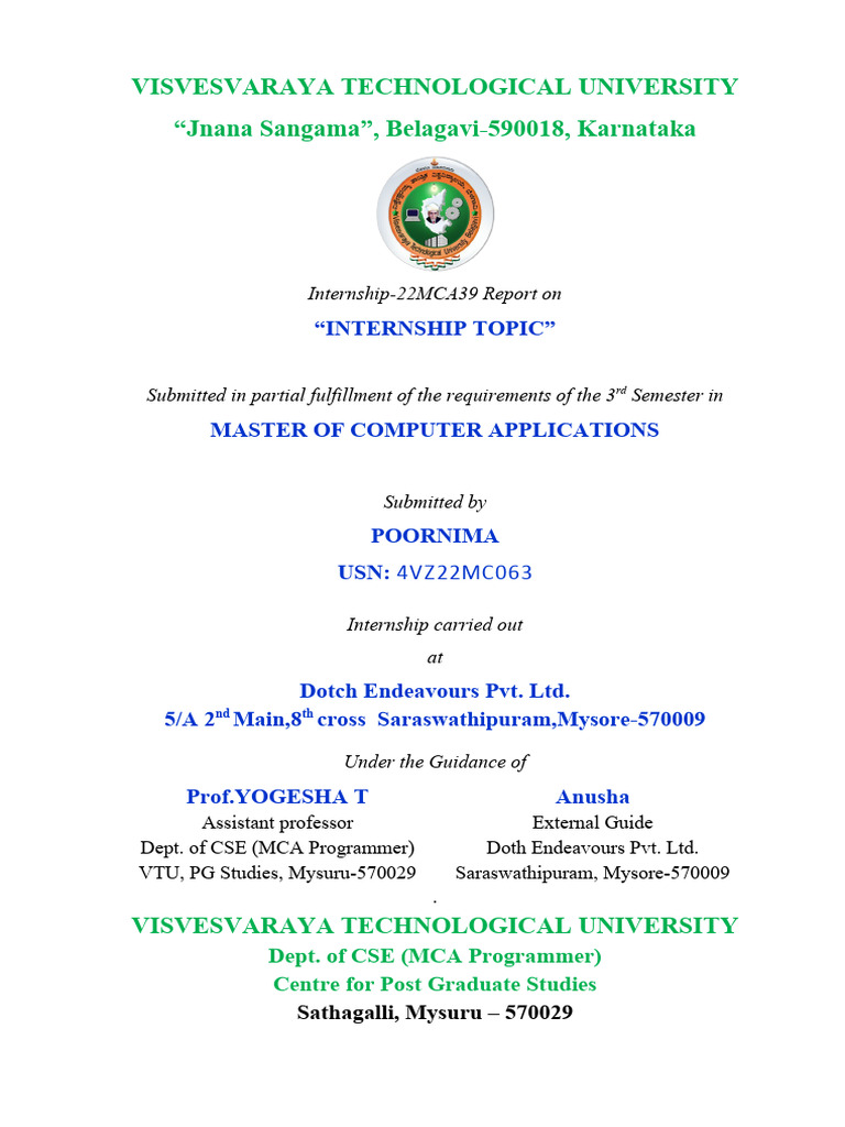 Internship Report Format Final | PDF