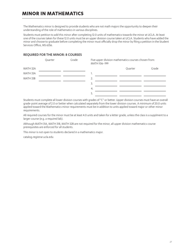 UCLA Minor in Math | PDF