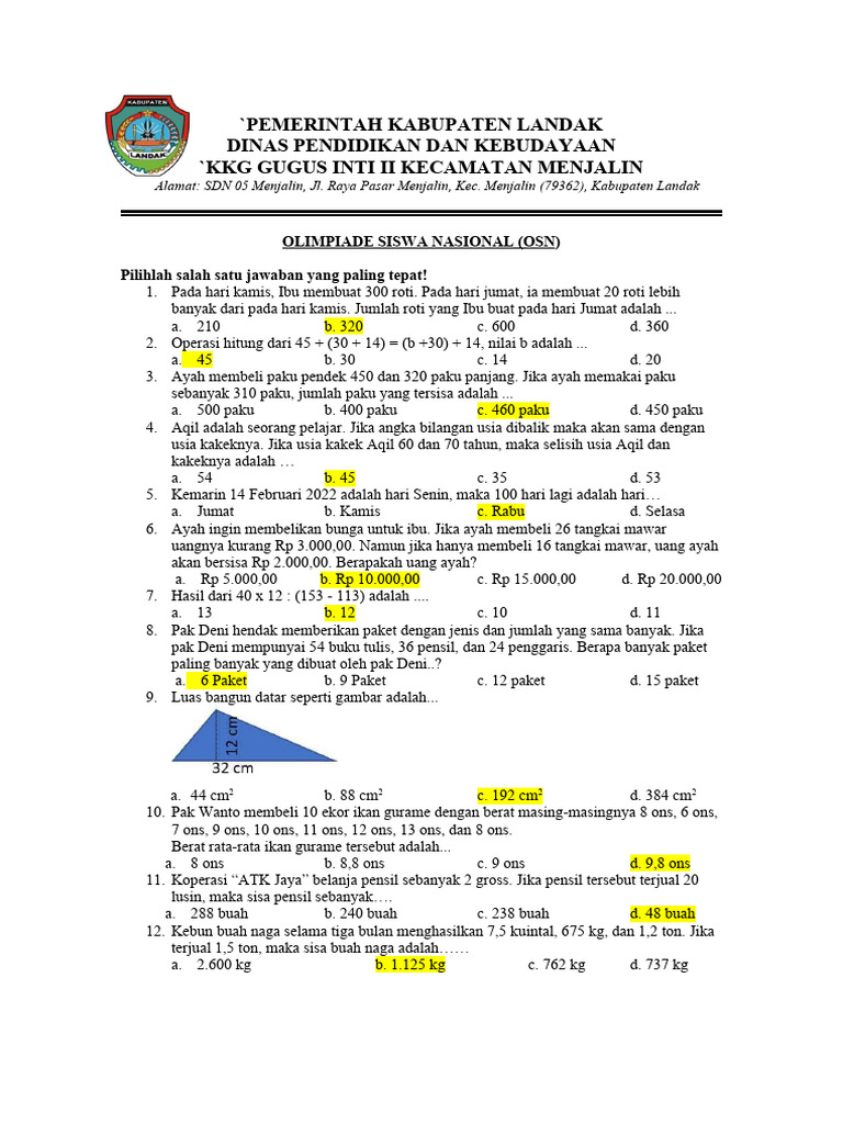 Soal Olimpiade MTK 2024 | PDF