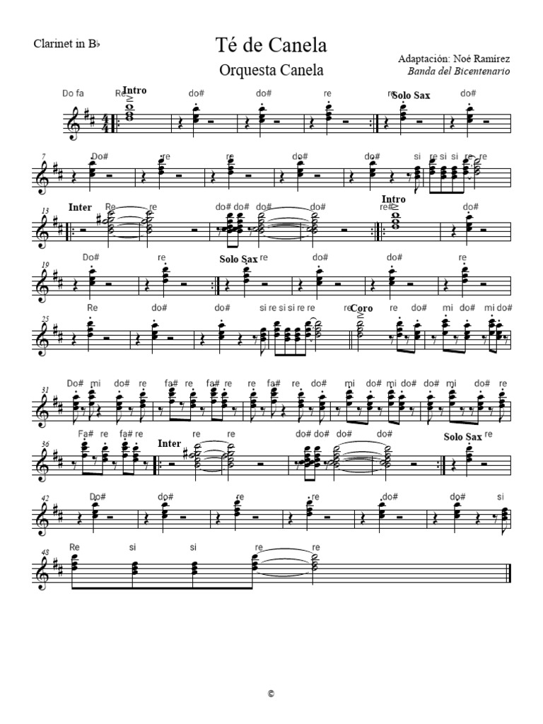 Té de Canela - Clarinet in BB - 240127 - 185825 | PDF Té de Canela - Clarinet in BB - 240127 - 185825 | PDF