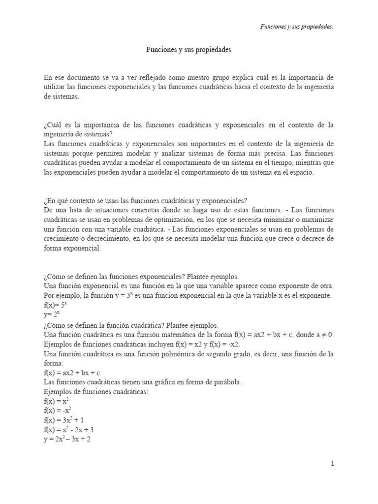 Propiedades de funciones exponenciales | PDF | Funcion exponencial ...