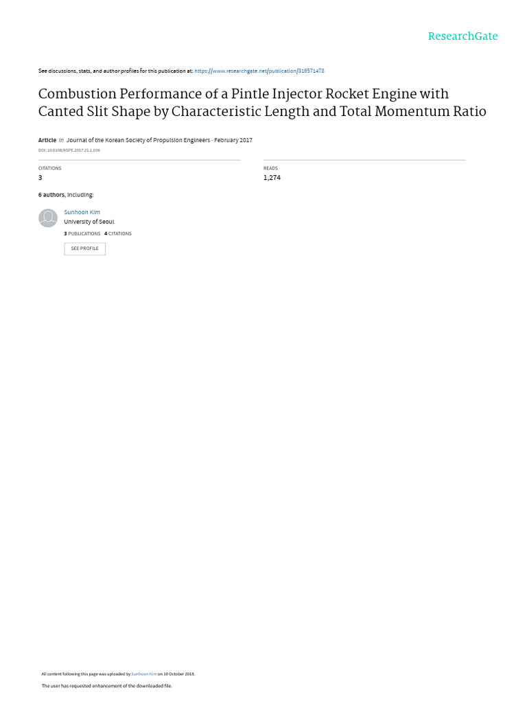 Combustion Performance of A Pintle Injector Rocket | PDF | Rocket ...