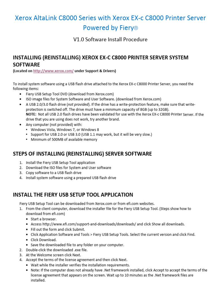 Xerox EX c-C8000 Printer Server Install | PDF | Usb Flash Drive ...