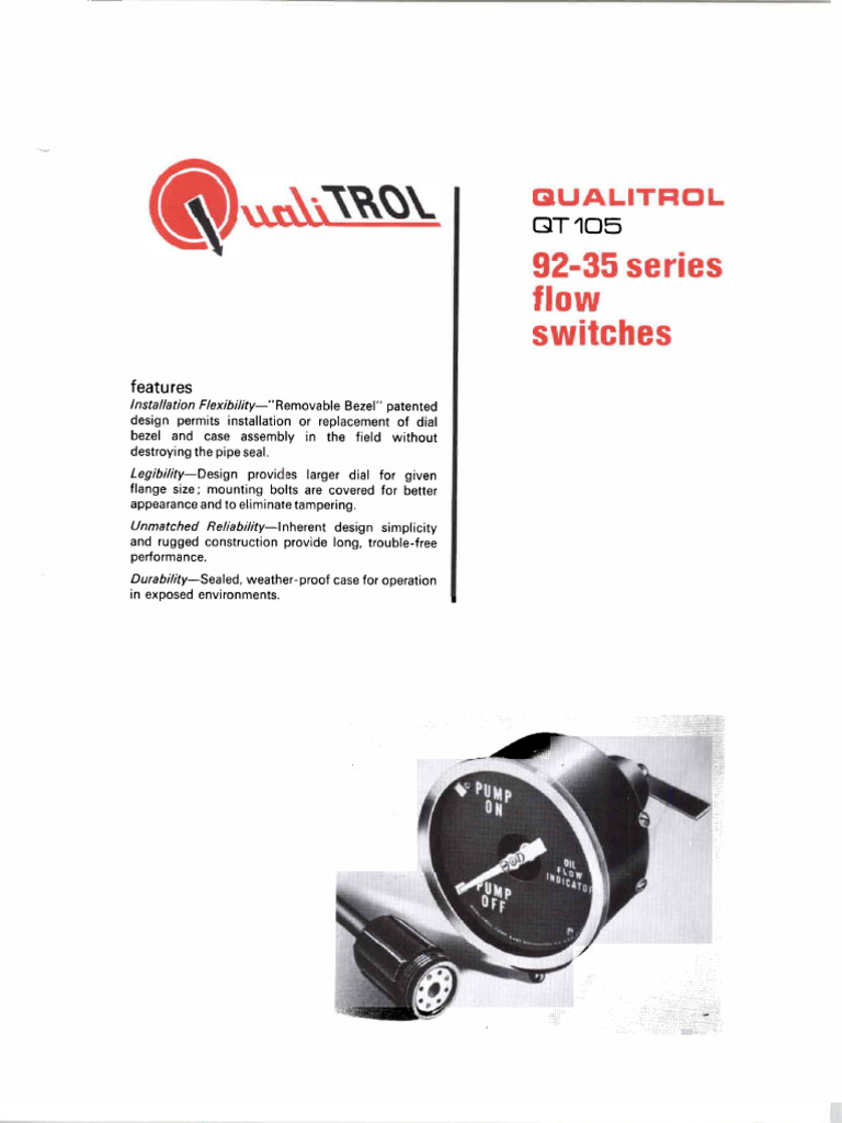 Qualitrol 92-35 Series Flow Switch | PDF