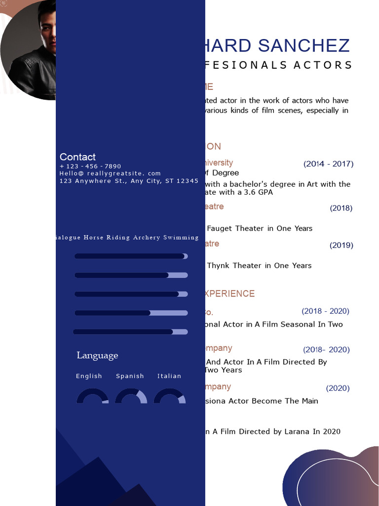 Blue Abstract Professional Actors Acting Resume | PDF