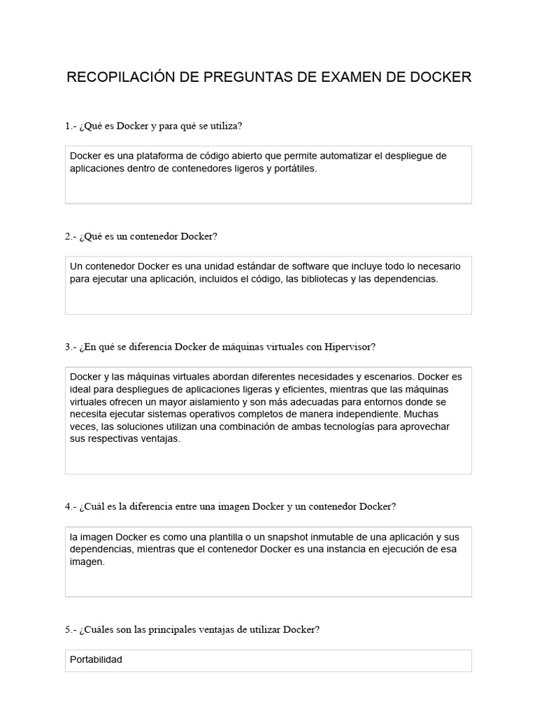 Preguntas Clave sobre Docker | PDF | Dirección IP | Ingeniería de Sistemas