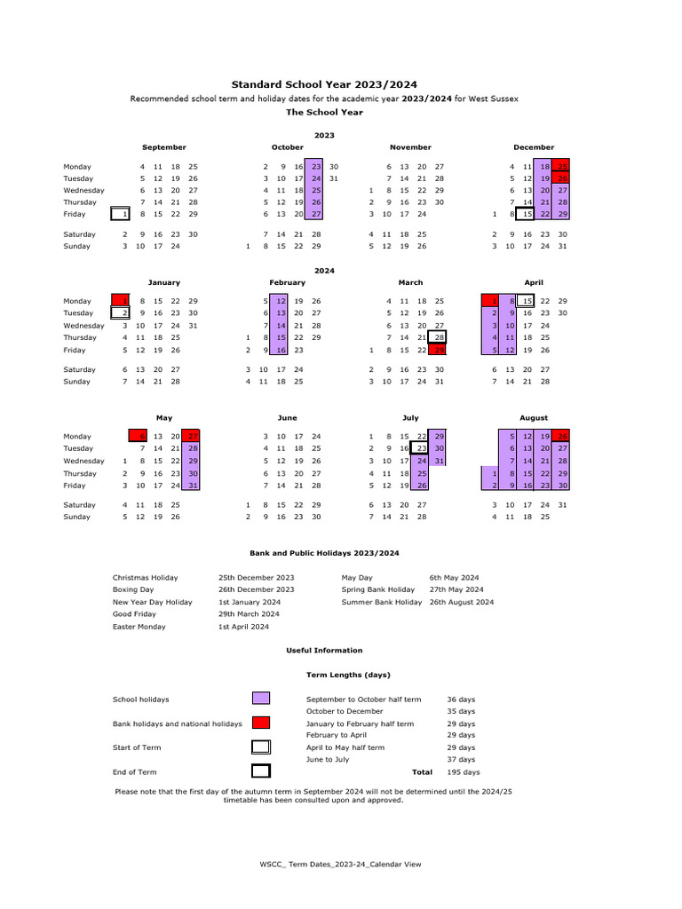 School Term Calendar 2023 24 Res | PDF | Academic Term | Observances