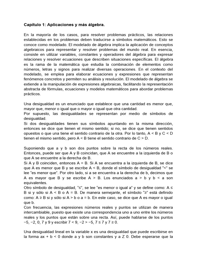 Resumen Capítulo 1 Álgebra | PDF | Álgebra | Ecuaciones
