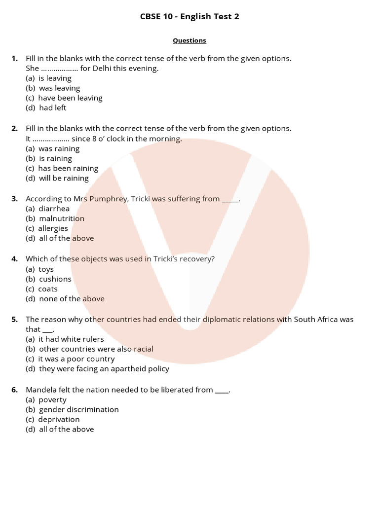CBSE 10 - English Test 2 | PDF