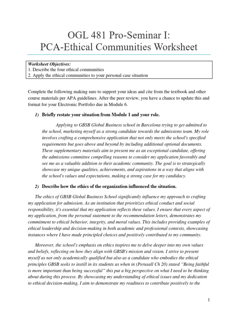 6 Ethical Communities Worksheet | PDF | Integrity | Utilitarianism